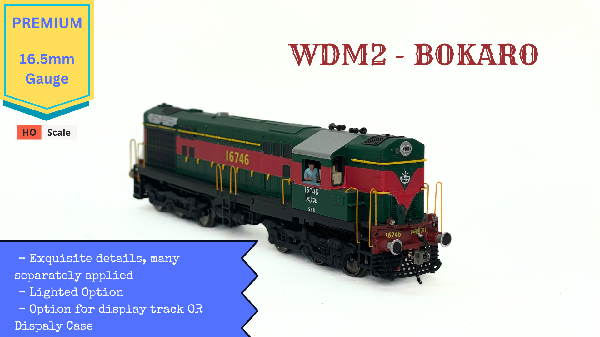 WDM2 - BOKARO, HO Scale / Premium / Free Rolling Display Model ...