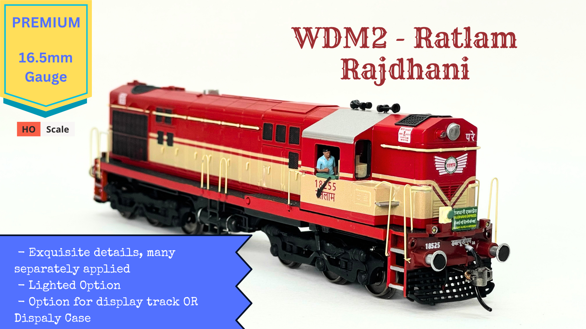 WDM2 - RATLAM Rajdhani, HO Scale / Premium / Free Rolling Display Mode ...