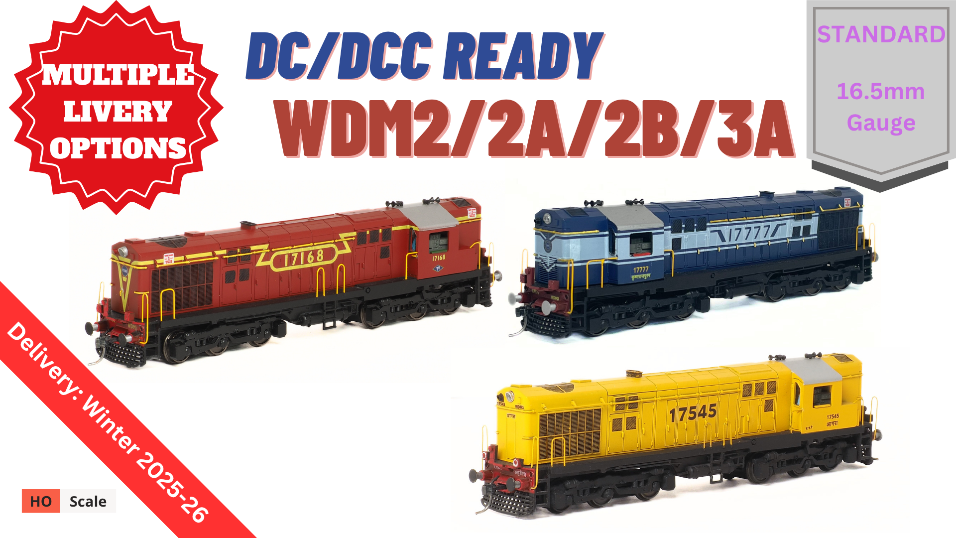 PRE-ORDER: STANDARD DC/DCC READY WDM2 RTR Model in HO Scale (1:87 ...