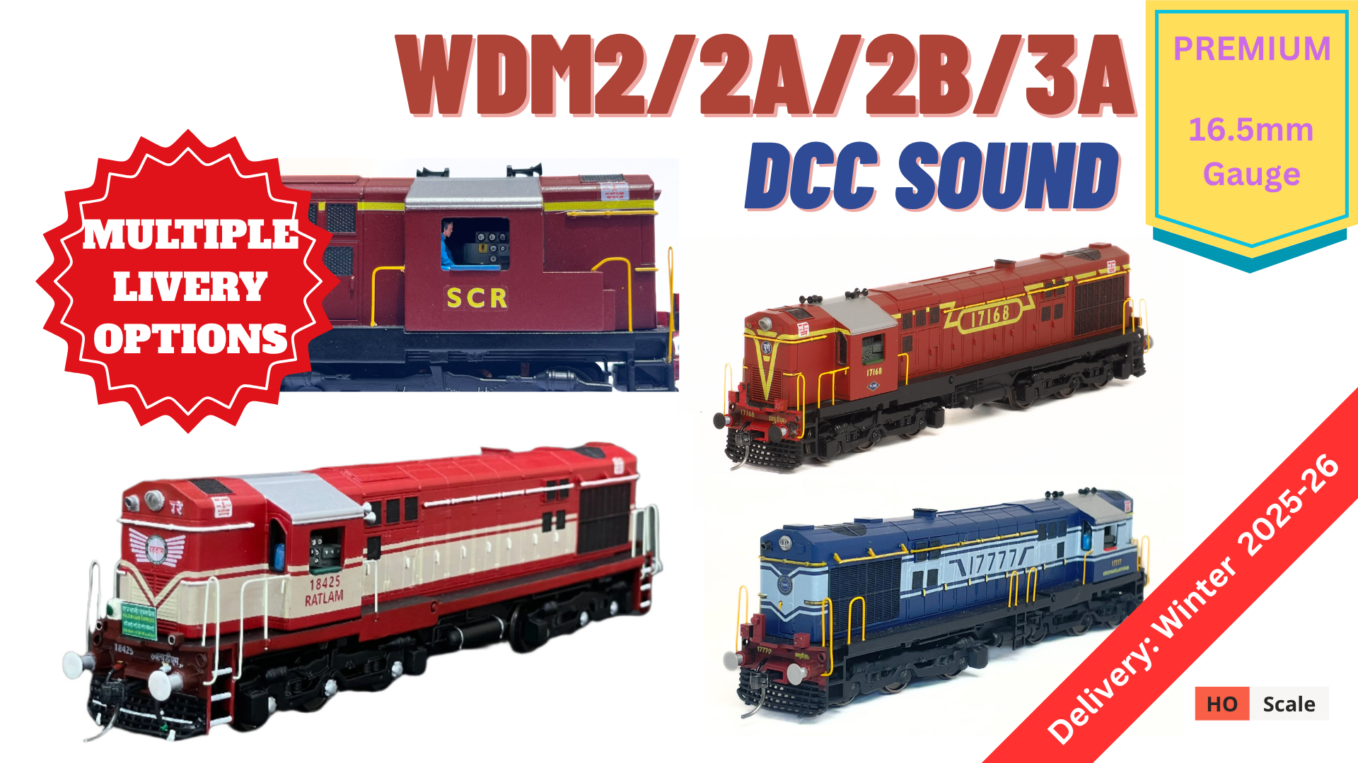 PRE-ORDER: PREMIUM DCC SOUND WDM2 RTR Model in HO Scale (1:87 ...