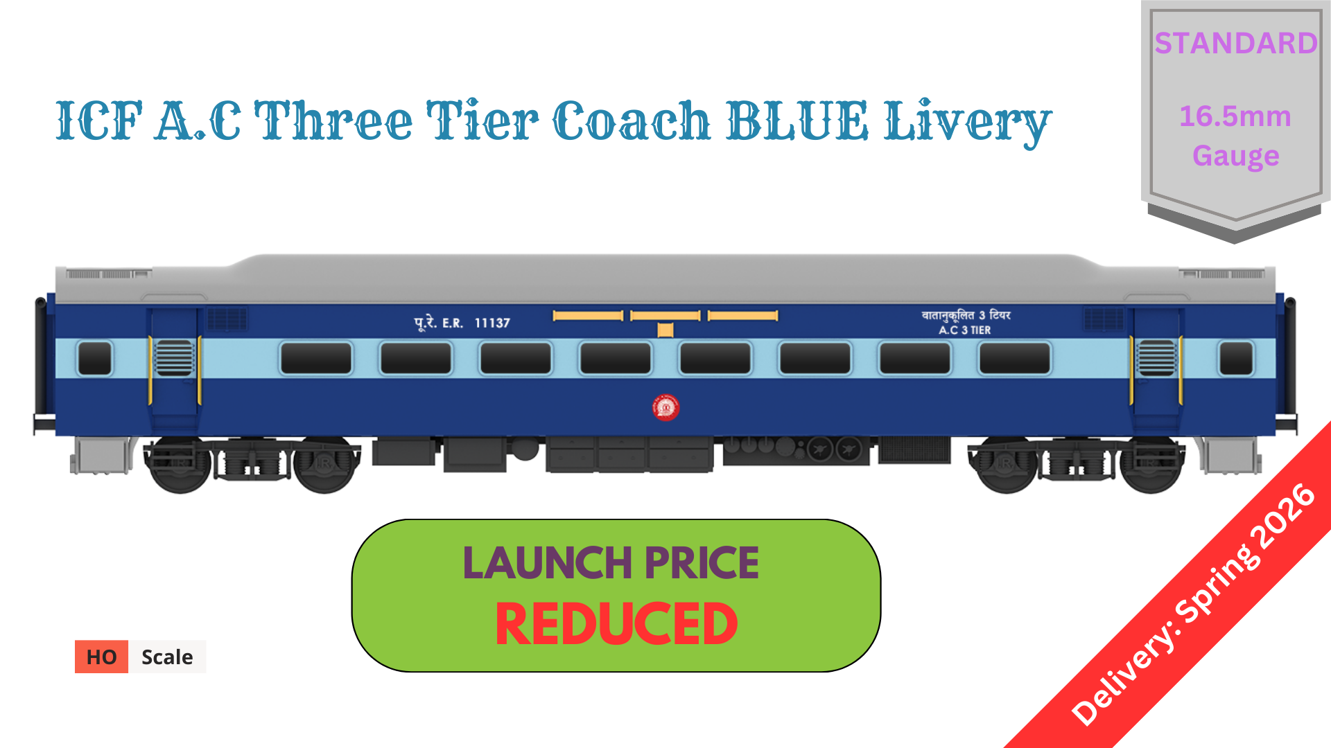 PRE-ORDER: ICF A.C Three Tier HO Scale - Blue Livery (2018-Current), S ...