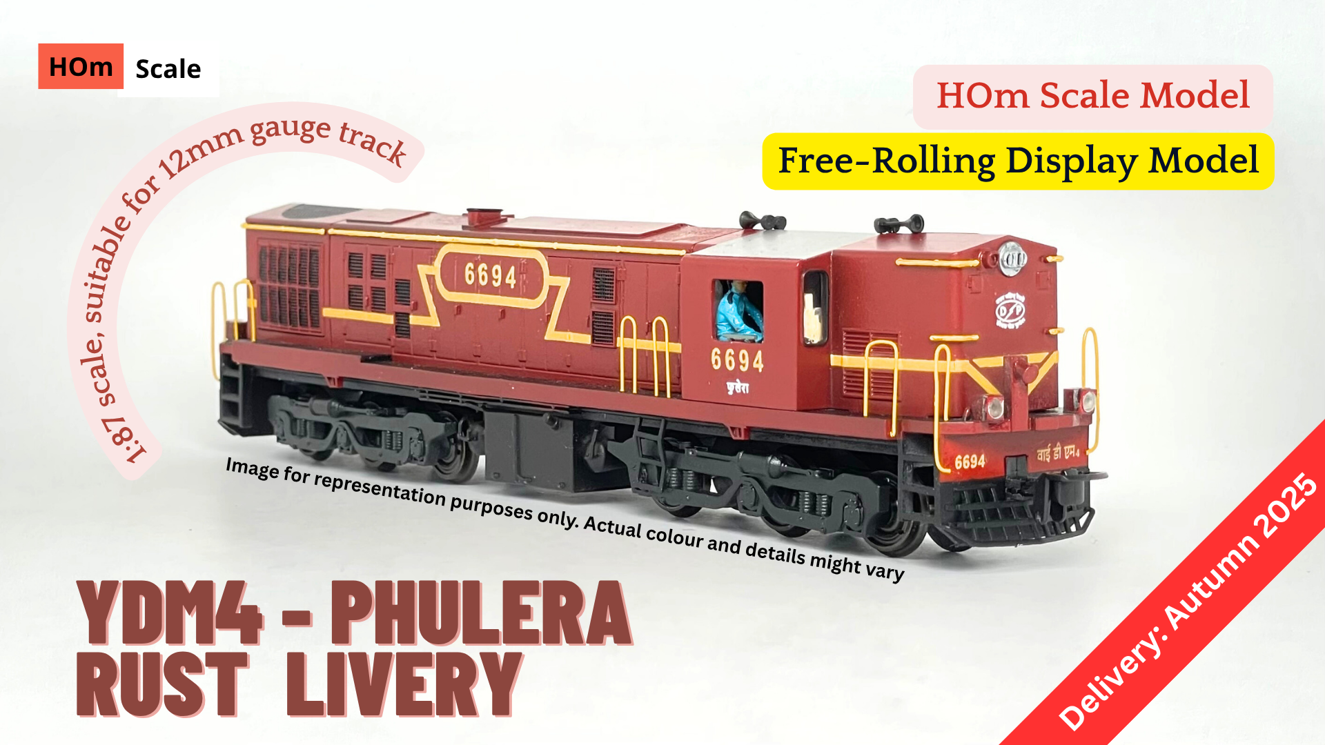 PRE-ORDER: Phulera YDM4 - HOm Display/Free Rolling Model (12mm gauge t ...