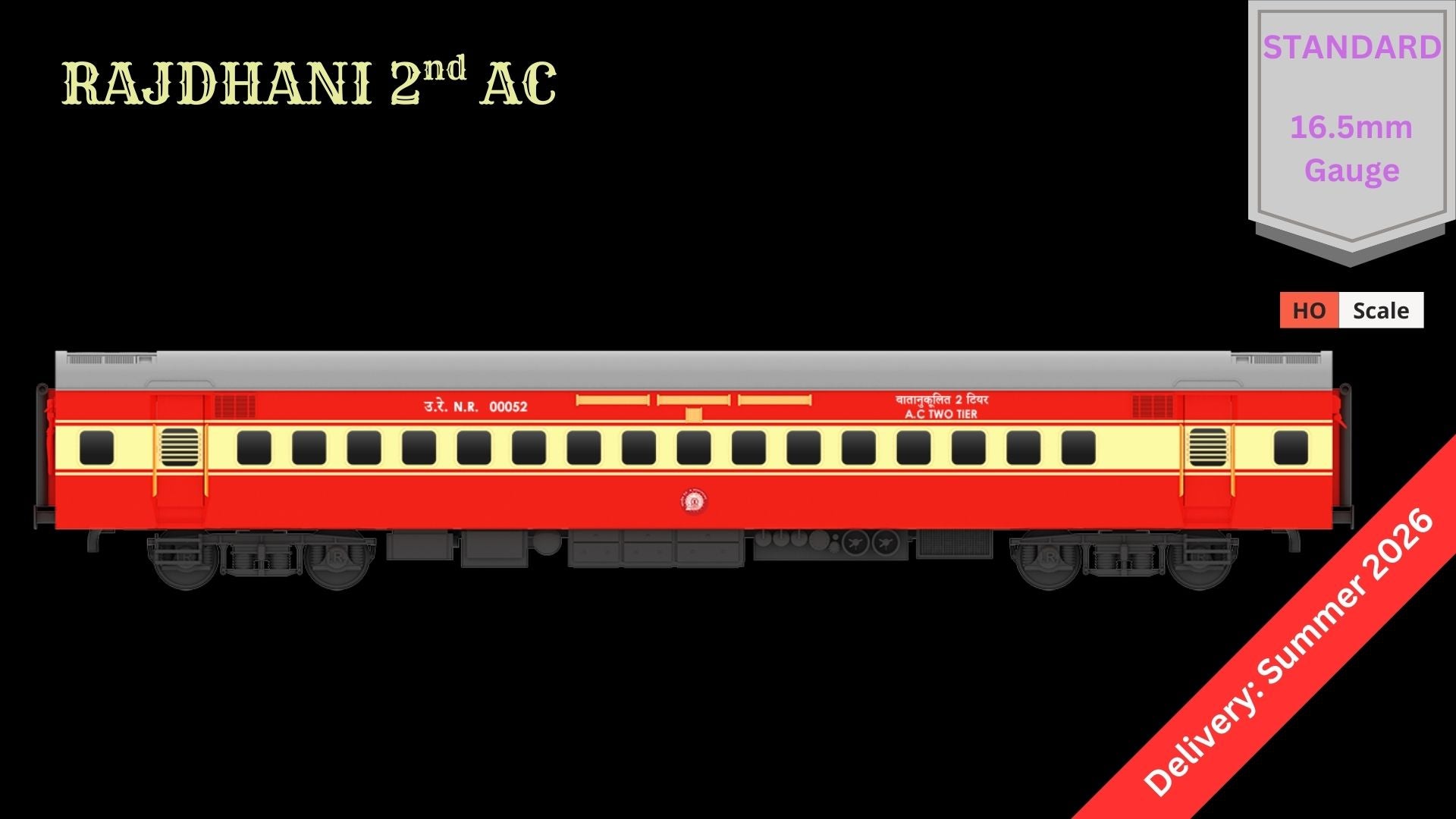 PRE-ORDER: RAJDHANI 2nd A.C HO Scale - Red-Cream Livery Standard Versi ...