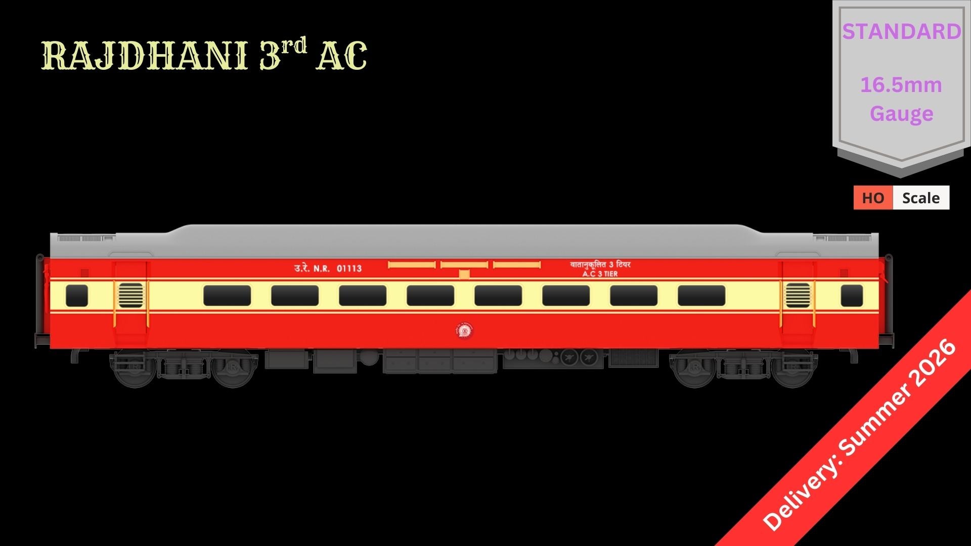 PRE-ORDER: RAJDHANI 3rd A.C HO Scale - Red-Cream Livery Standard Versi ...