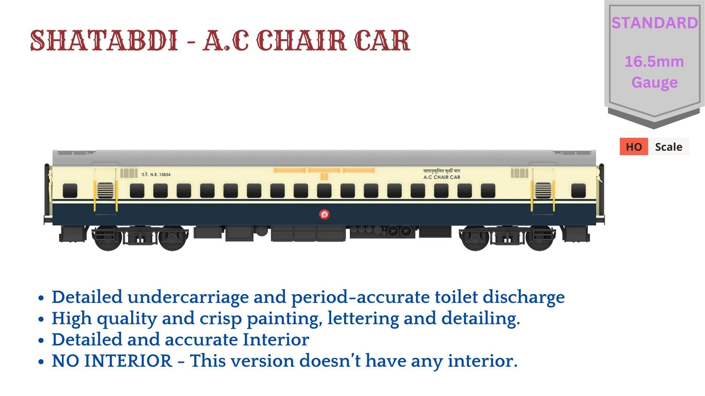 PRE-ORDER: SHATABDI - A.C CHAIR CAR HO Scale - Standard Version – Precision Model Works