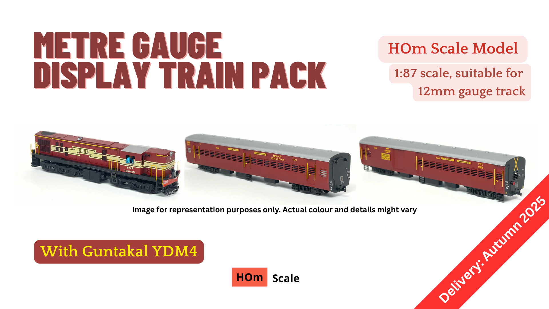 MG Train Pack with GTL YDM4 - HOm Display/Free Rolling Model (12mm gau ...