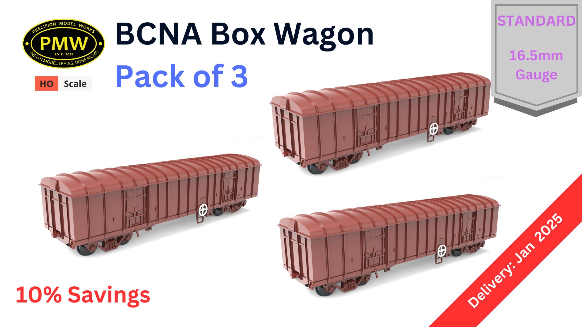 PRE-ORDER - RTR BCNA, Box Wagon, HO Scale - Pack of 3 – Precision Model ...