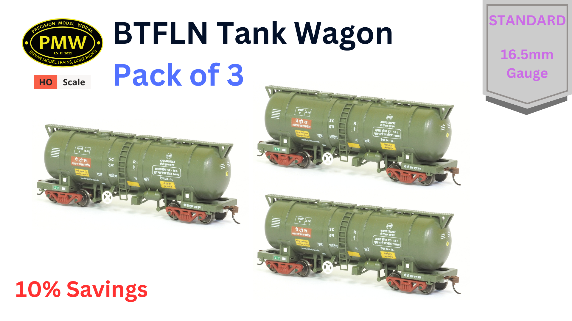 RTR BTFLN, Tank Wagon, HO Scale - Pack of 3 – Precision Model Works