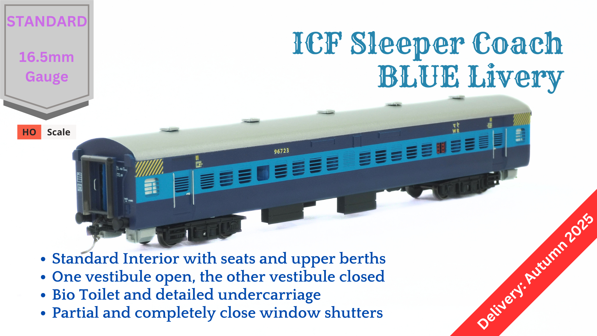 PRE-ORDER: ICF Sleeper HO Scale - Blue Livery (2018-Current), Standard ...