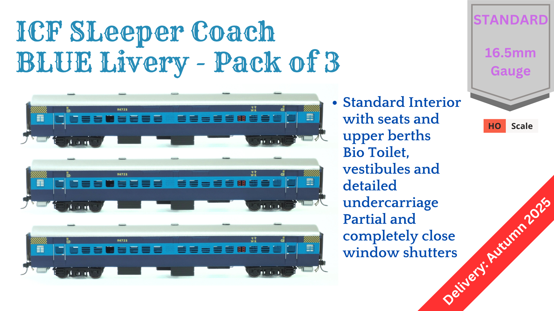PRE-ORDER: ICF Sleeper HO Scale - Blue Livery, Standard, pack of 3 ...