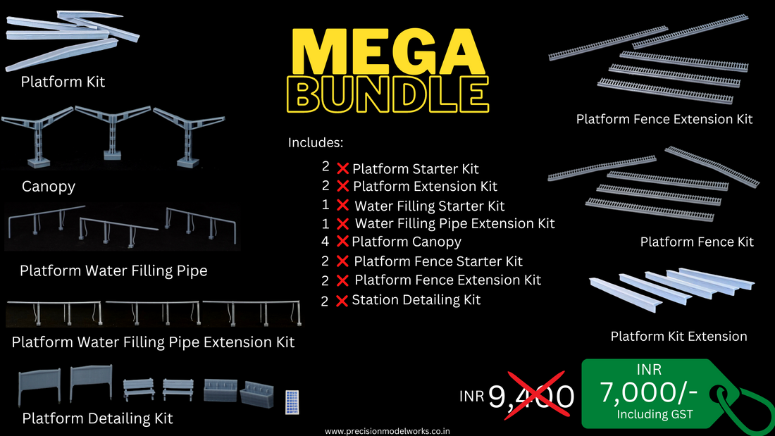HO Station kit MEGA BUNDLE: 60" long, 2 platforms with details, 25% Sa ...